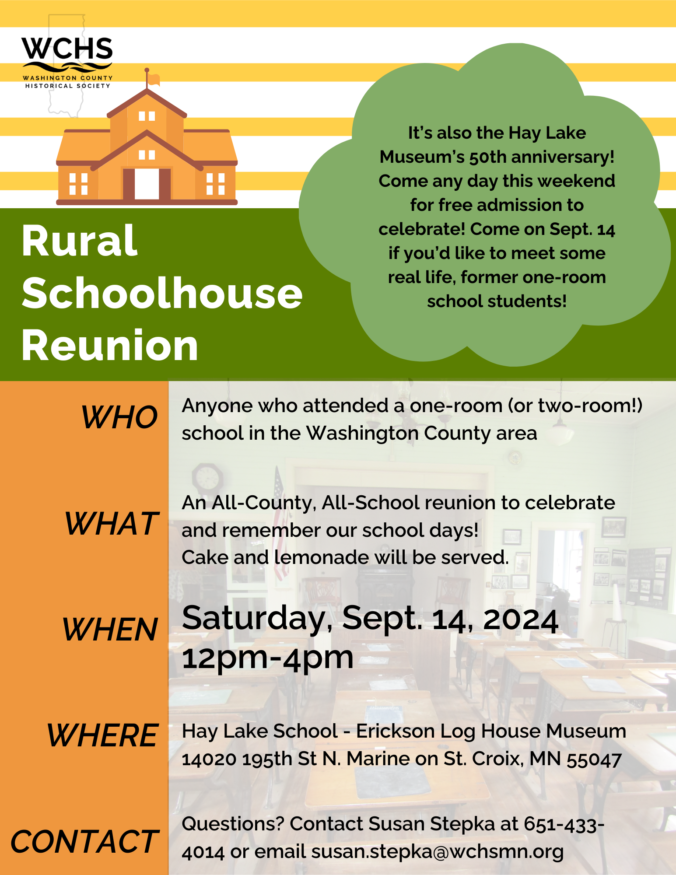 Rural Schoolhouse Reunion – Washington County Historical Society